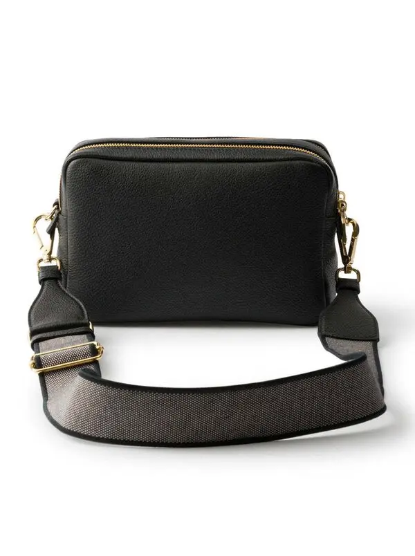 Prada Logo Detailed Zipped Crossbody Bag - Black
