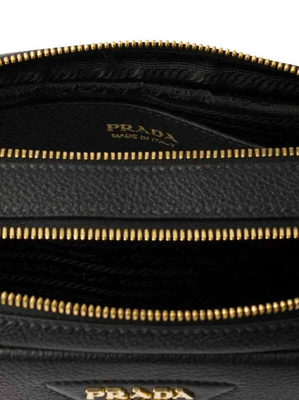 Prada Logo Detailed Zipped Crossbody Bag - Black