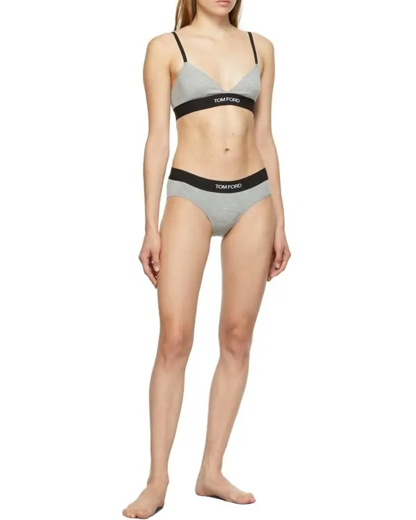 TOM FORD Logo Intarsia Waistband Bra - Gray