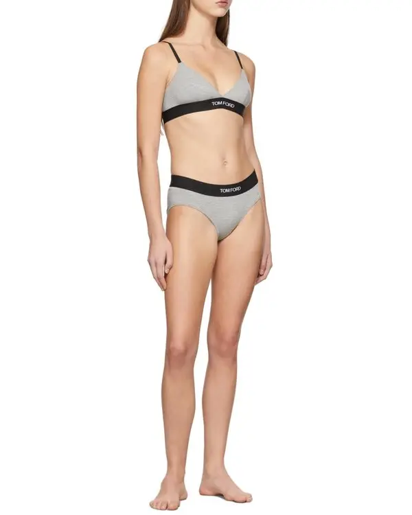 TOM FORD Logo Intarsia Waistband Bra - Gray