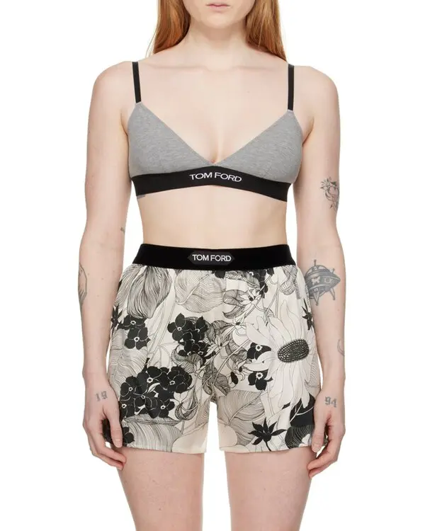 TOM FORD Logo Intarsia Waistband Bra - Gray