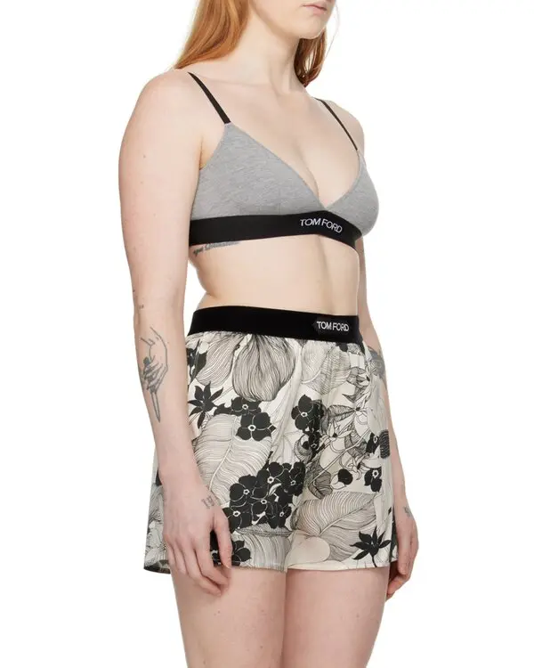 TOM FORD Logo Intarsia Waistband Bra - Gray