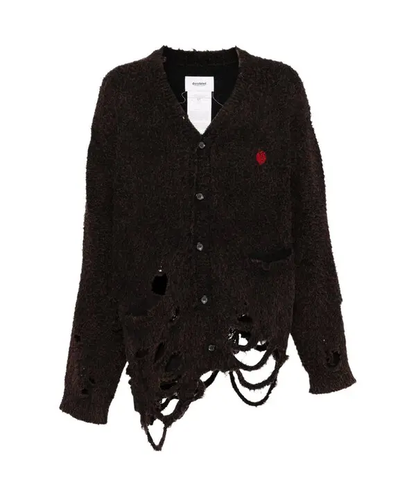 DOUBLET Distressed-effect Knitted Cardigan
