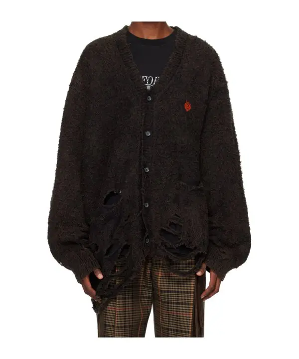 DOUBLET Distressed-effect Knitted Cardigan