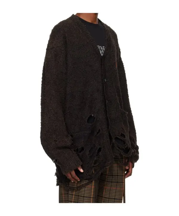 DOUBLET Distressed-effect Knitted Cardigan