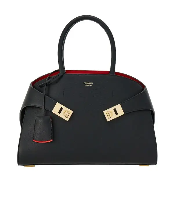FERRAGAMO Hug Logo Printed Tote Bag - Black/flame Red