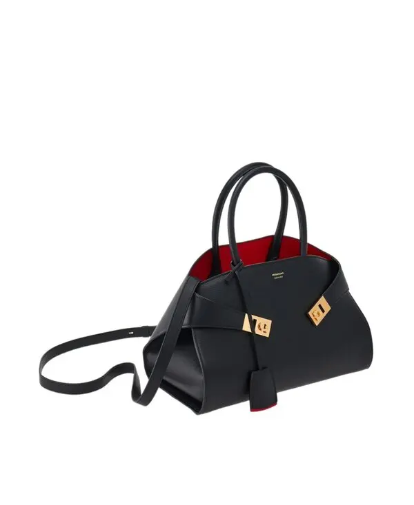 FERRAGAMO Hug Logo Printed Tote Bag - Black/flame Red