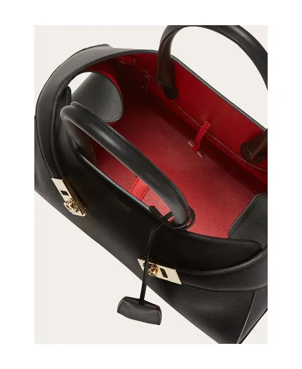 FERRAGAMO Hug Logo Printed Tote Bag - Black/flame Red