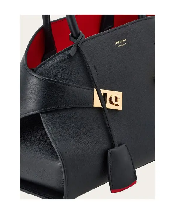 FERRAGAMO Hug Logo Printed Tote Bag - Black/flame Red