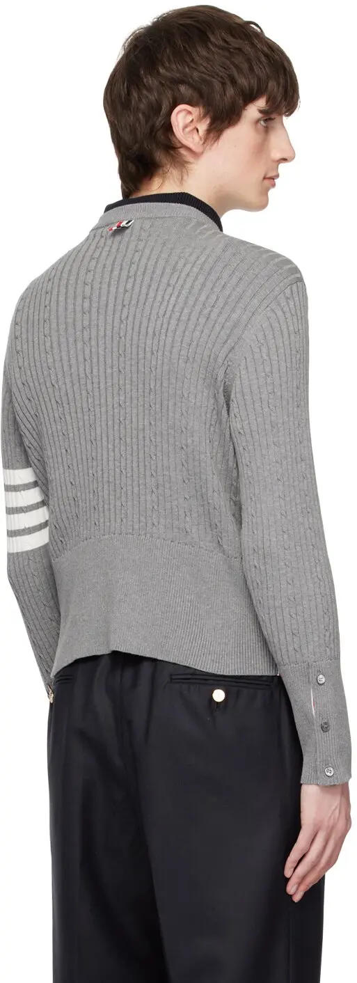 Thom Browne 4-bar Stripe Crewneck Jumper - Light Gray