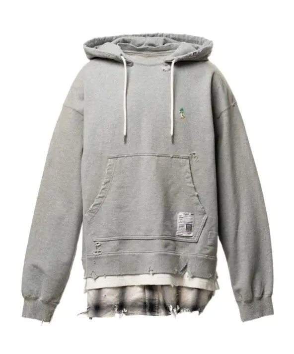 Mihara Yasuhiro Distressed Layered-effect Hoodie - Gray