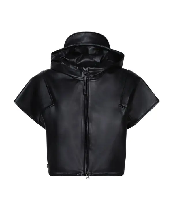 Issey Miyake Straight Seams Hooded Cropped Jacket - Black