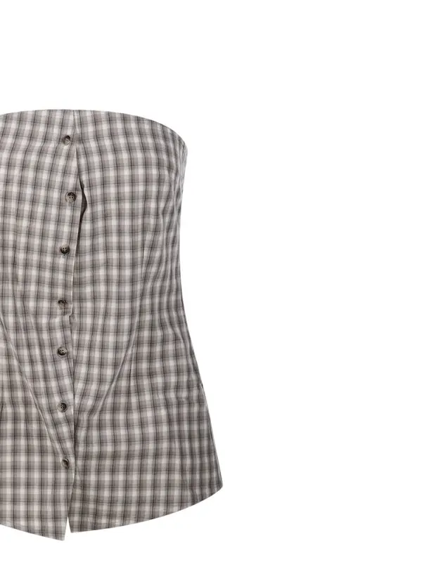 Nanushka Brites Checked Strapless Top - Gray