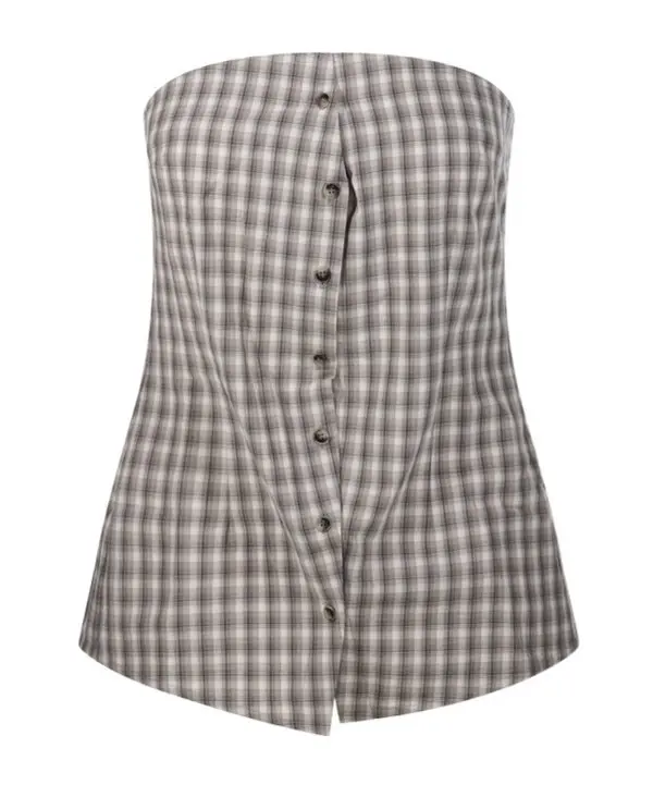 Nanushka Brites Checked Strapless Top - No