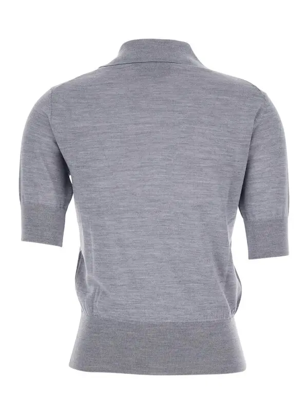 AMI Paris Short-sleeve Polo Top With Ribbed Accents - Grey