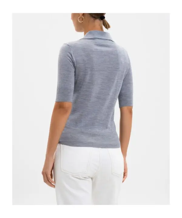 AMI Paris Short-sleeve Polo Top With Ribbed Accents - Grey