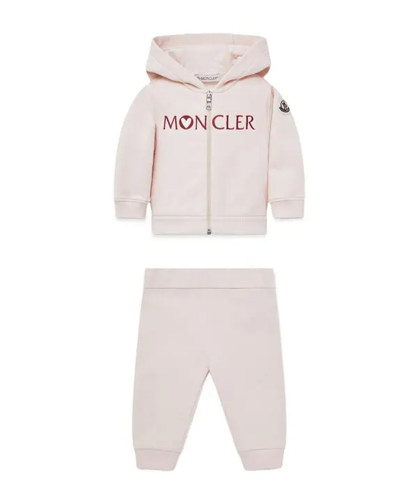 Moncler Embroidered Heart Logo Cotton Tracksuit - Light Pink