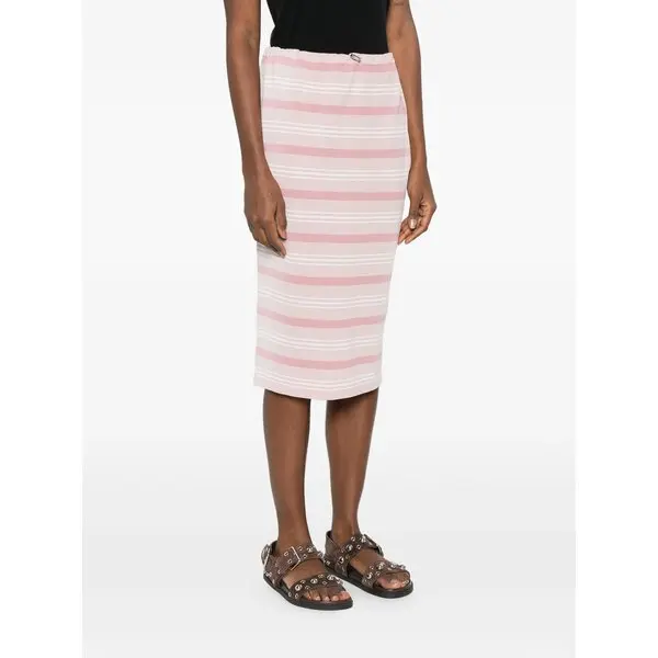 Prada Striped Jersey Knitted Skirt With Logo Detail - No