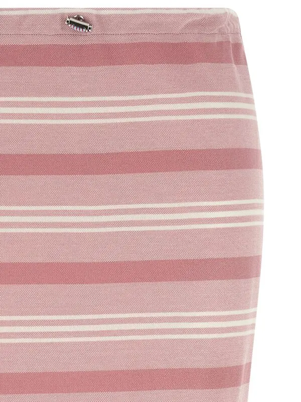 Prada Striped Jersey Knitted Skirt With Logo Detail - No