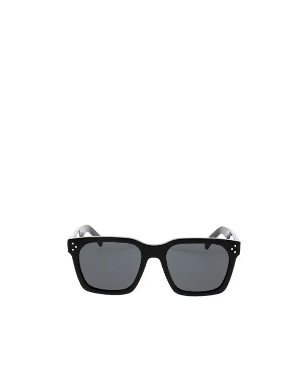 Celine Logo Temple Square Frame Sunglasses - Black