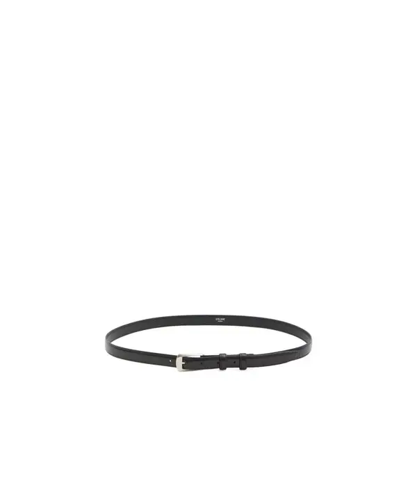 Celine Taurillon Leather Belt With Silver Finish - Black