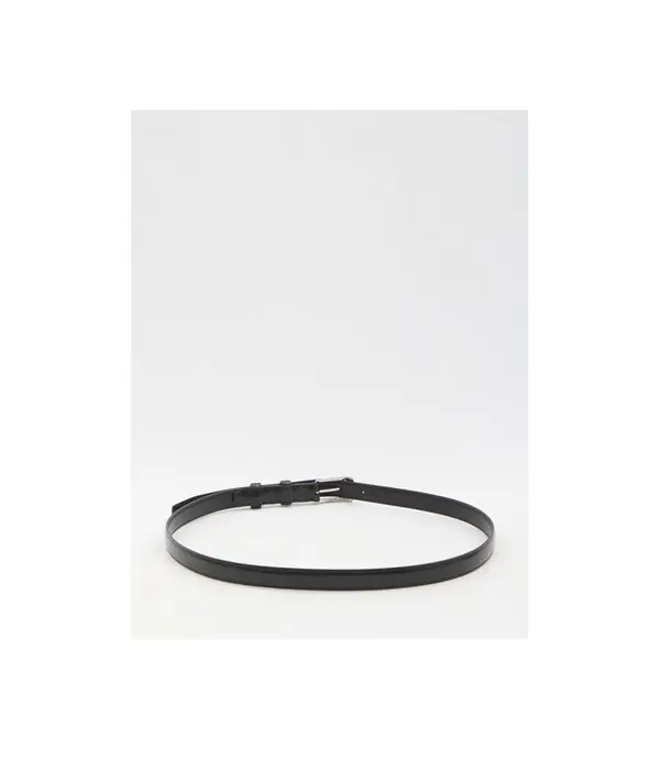 Celine Taurillon Leather Belt With Silver Finish