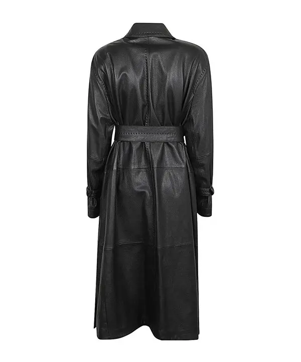 Max Mara Bellico Belted Leather Trench Coat