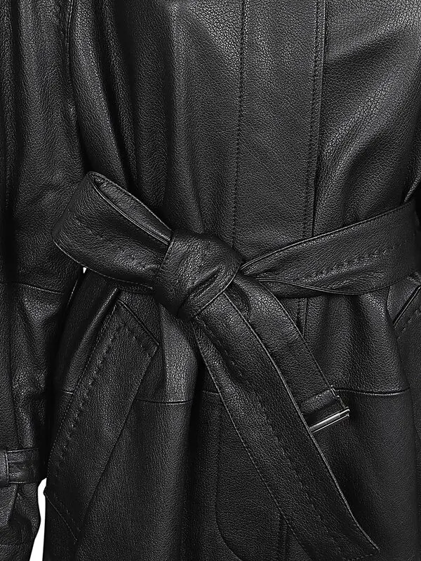 Max Mara Bellico Belted Leather Trench Coat