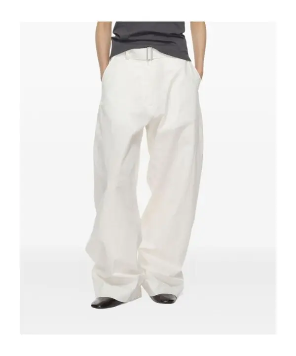 Studio Nicholson Belted Wide Leg Trousers - White
