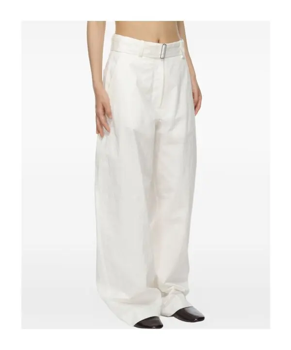 Studio Nicholson Belted Wide Leg Trousers - White