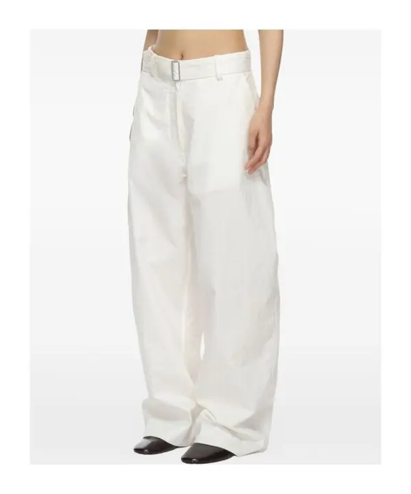 Studio Nicholson Belted Wide Leg Trousers - White