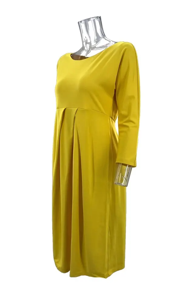 Max Mara Pleated Midi Dress - Yellow