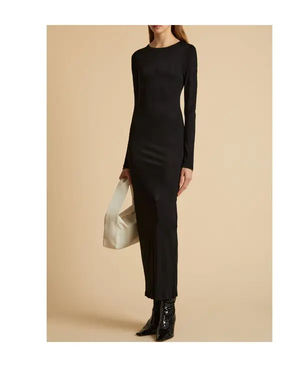 Khaite Long-sleeved Round-neck Ribbed Maxi Dress