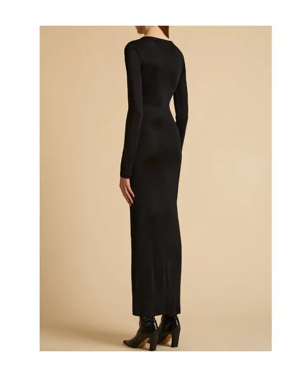 Khaite Long-sleeved Round-neck Ribbed Maxi Dress