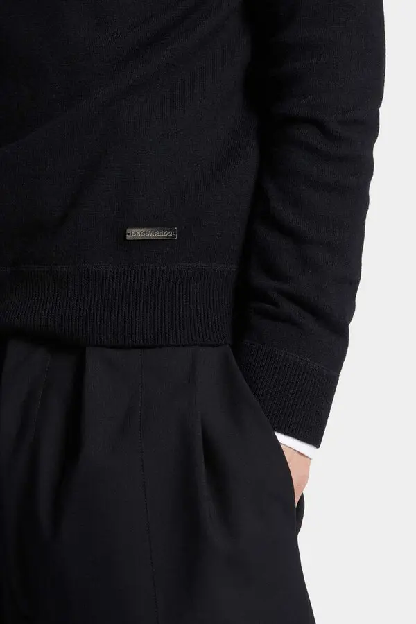 Dsquared2 Logo Plaque Knitted Jumper - Black