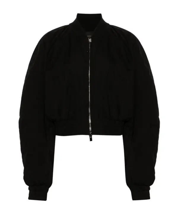 Andamane Sierra Zip-up Cropped Bomber Jacket - Black