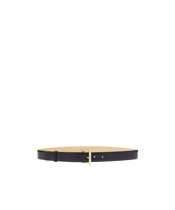 Alexander McQueen Logo Engraved Sling Belt - Black/gold