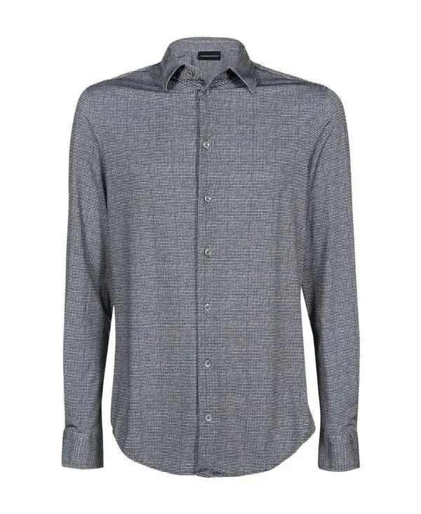 Emporio Armani Micro-pattern Long-sleeve Shirt - Gray