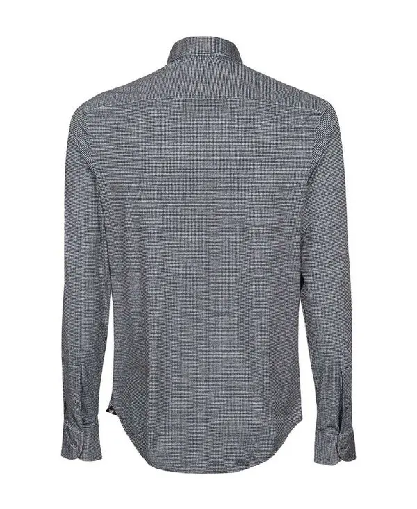 Emporio Armani Micro-pattern Long-sleeve Shirt - Gray