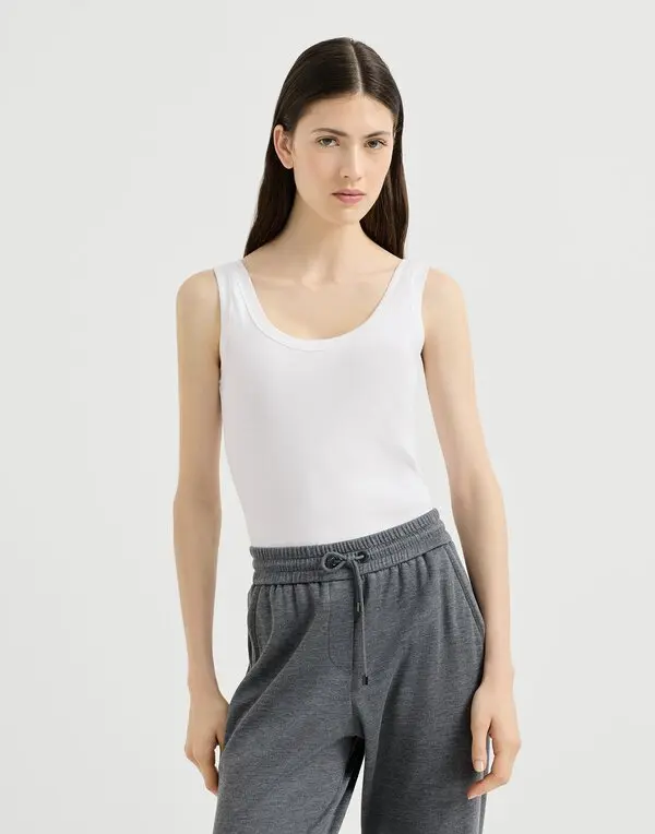 Brunello Cucinelli Sleeveless Jersey Top - White
