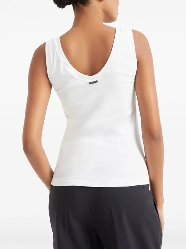 Brunello Cucinelli Sleeveless Jersey Top - White
