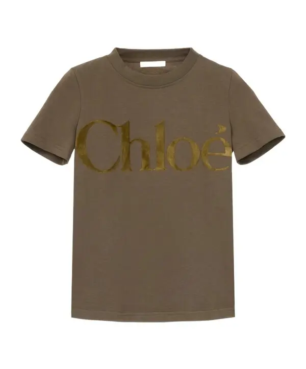 Chloé Velvet Logo Crewneck T-shirt - Cedar Green