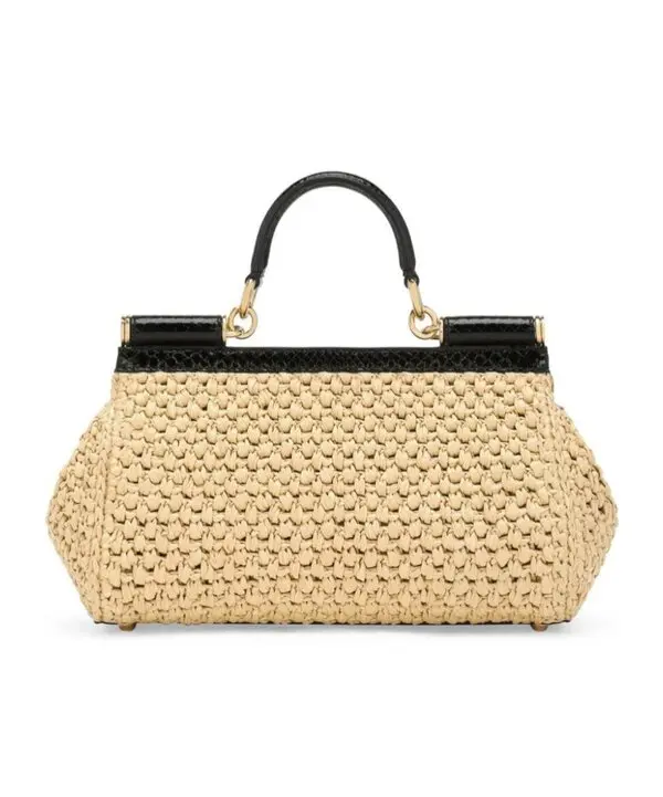 Dolce & Gabbana Logo Plaque Sicily Handbag - Beige