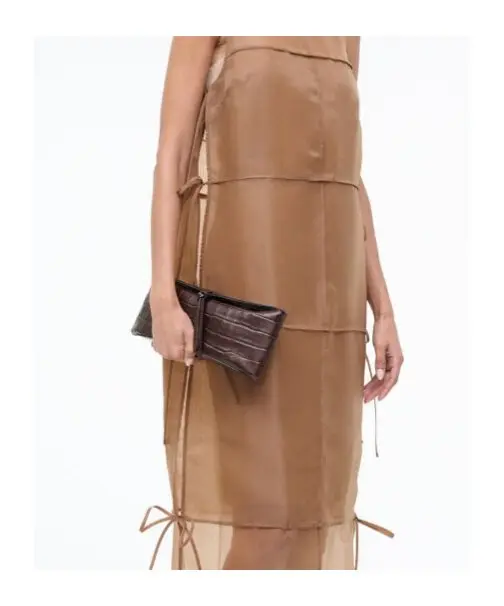 Staud Embossed Flap Shoulder Bag - Espresso