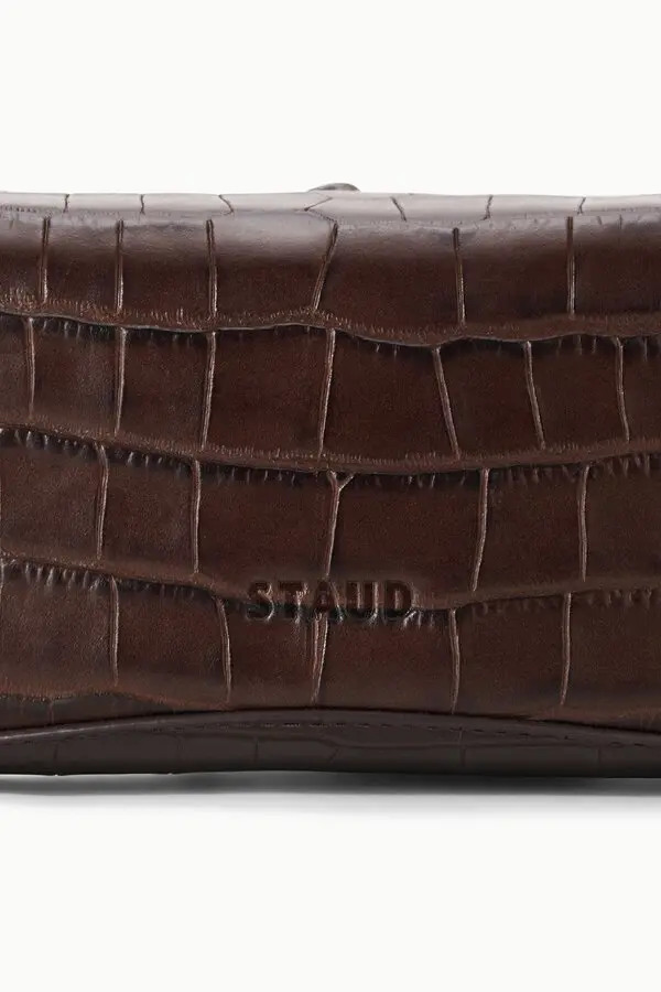 Staud Embossed Flap Shoulder Bag - Espresso