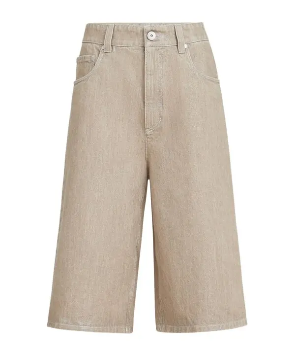 Brunello Cucinelli Lame Denim Bermuda Shorts