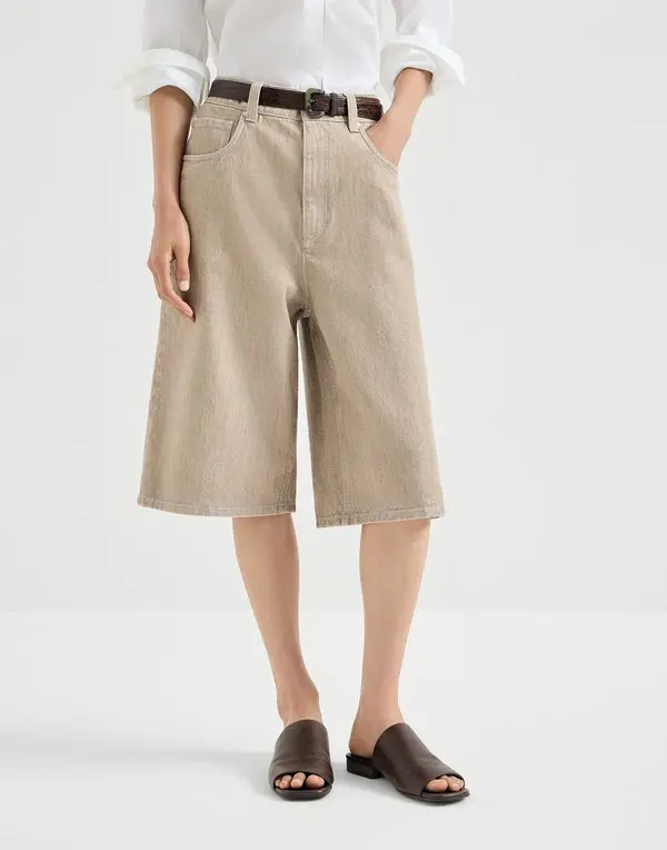 Brunello Cucinelli Lame Denim Bermuda Shorts