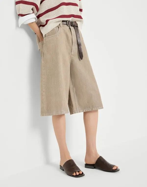 Brunello Cucinelli Lame Denim Bermuda Shorts