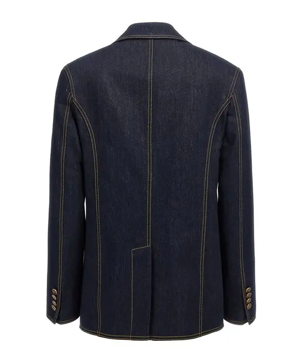 Etro Single-breasted Long-sleeved Denim Blazer