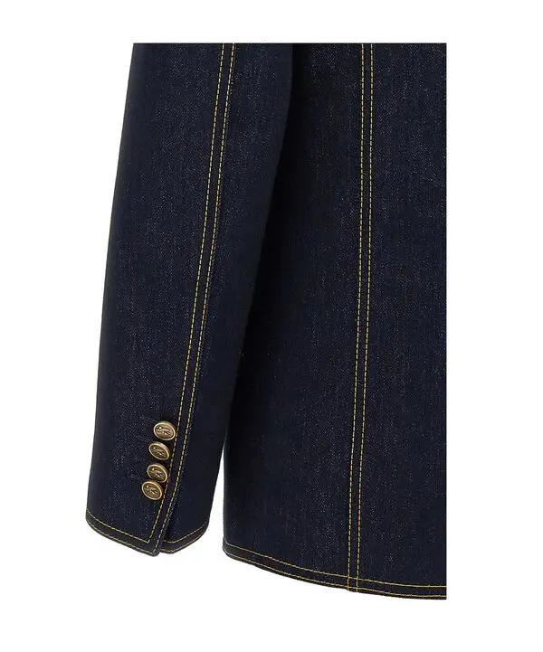 Etro Single-breasted Long-sleeved Denim Blazer